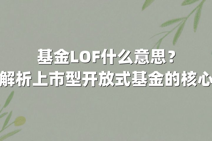 基金LOF什么意思？深度解析上市型开放式基金的核心逻辑 - 金牛财经学院